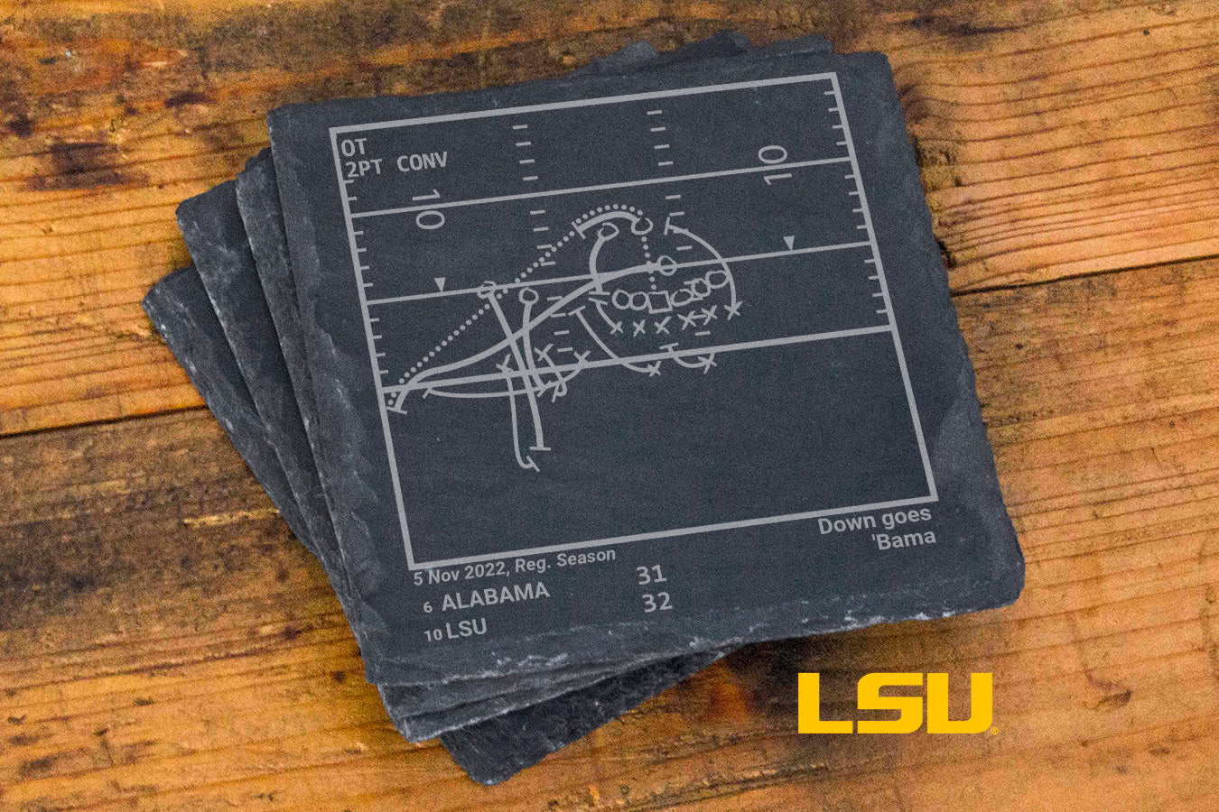 LSU Football Greatest Plays: Slate Coasters (Set of 4) – Playbook