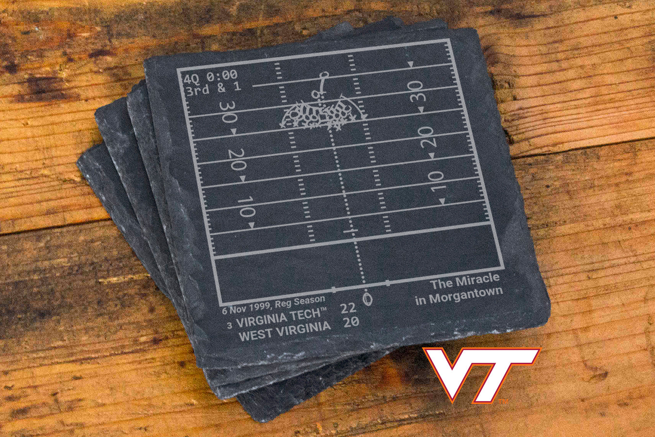 Virginia Tech Football Greatest Plays: Slate Coasters (Set of 4) – Playbook