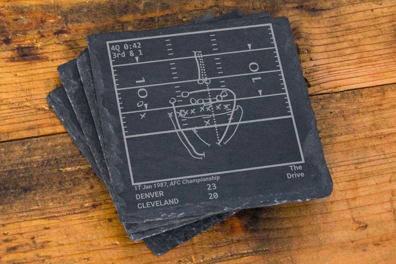 Denver Broncos Greatest Plays: Slate Coasters (Set of 4) – Playbook